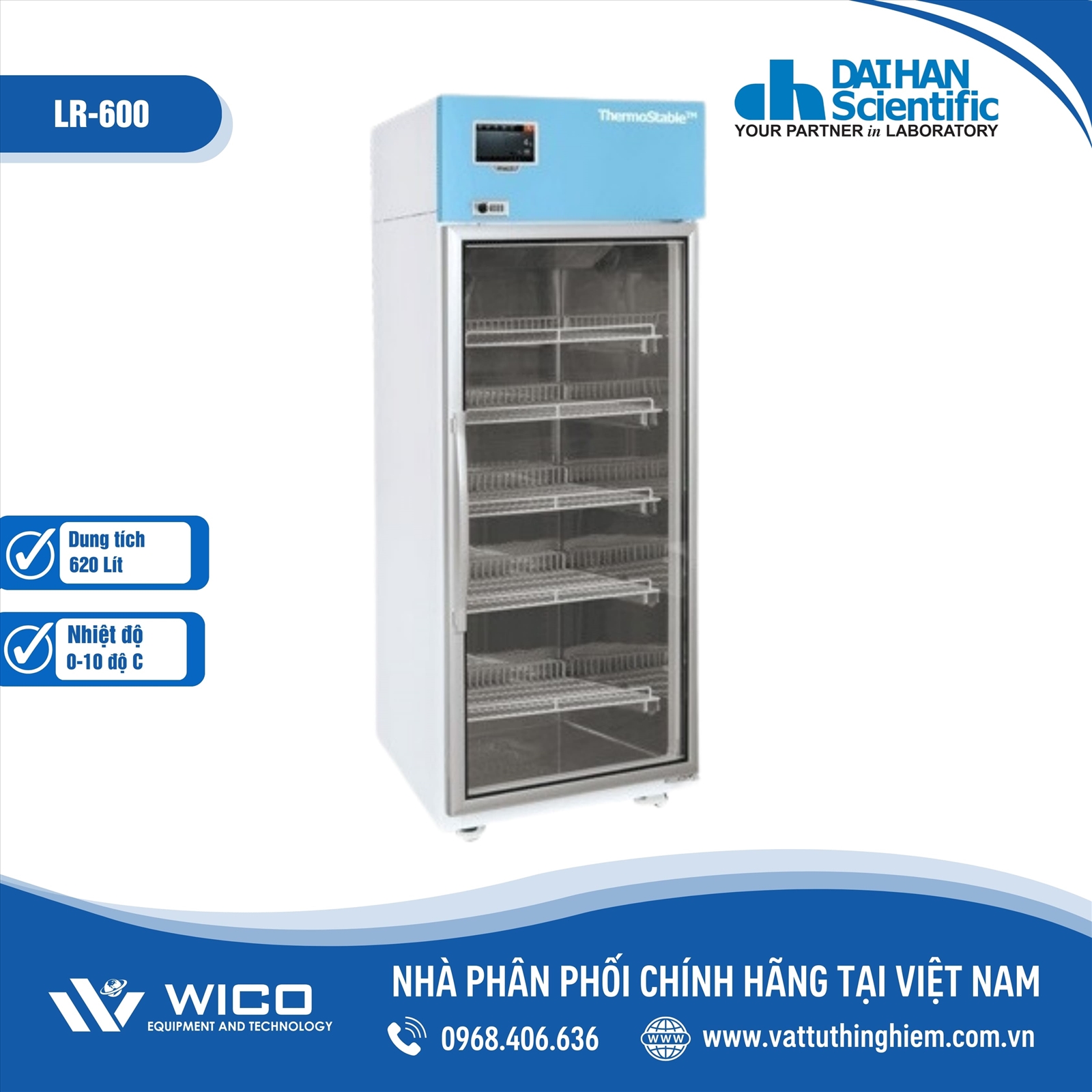 Tủ lạnh bảo quản mẫu phòng Lab 620 lít Daihan LR-600