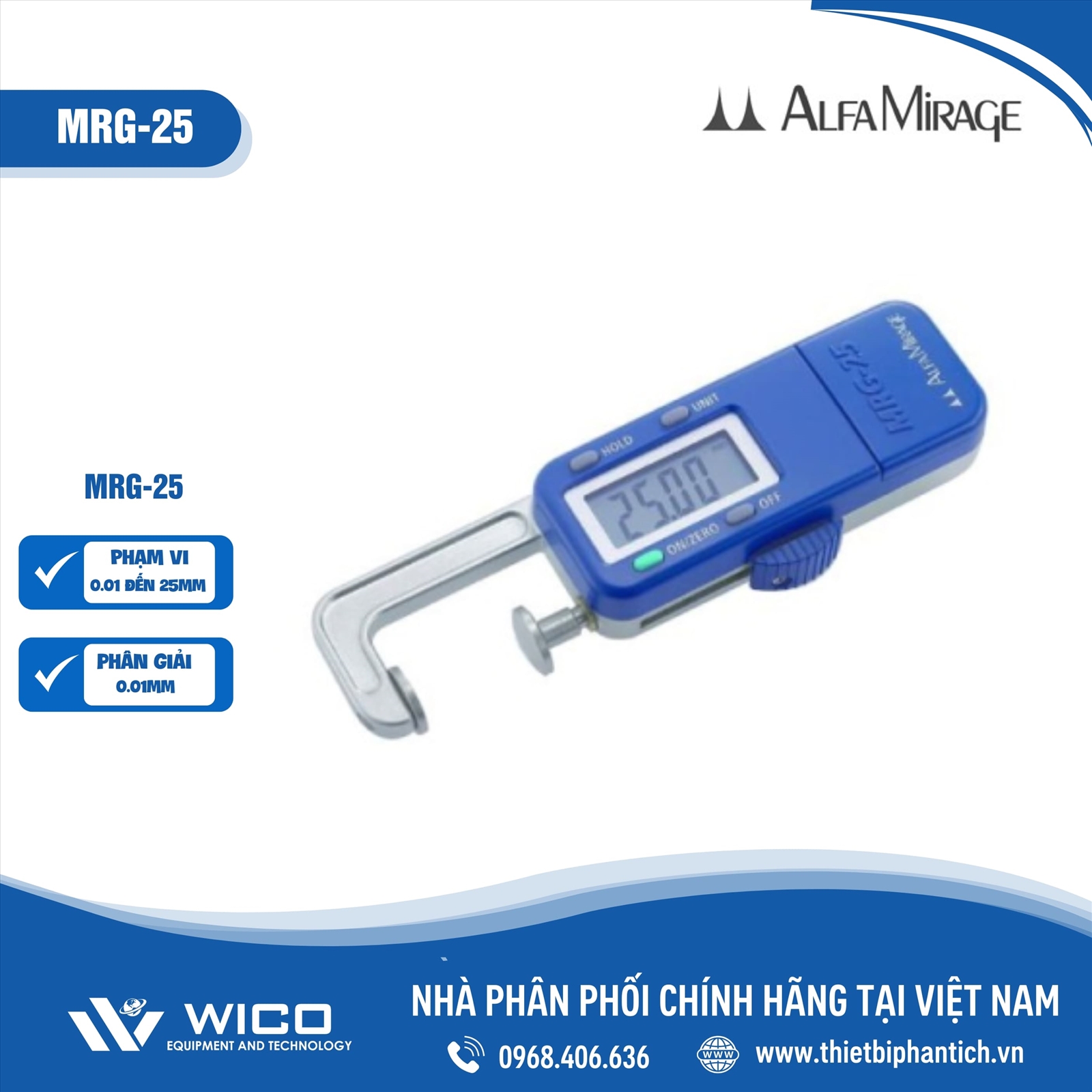 Thước Kẹp Điện Tử Đo Độ Dộ Dày Đường Kính MRG-25 Alfa Mirage - Nhật Bản